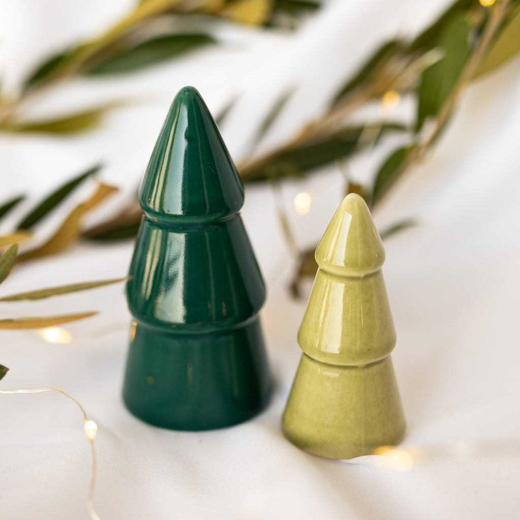 (Set of 2) Green Ceramic Trees – The Nordic Collection